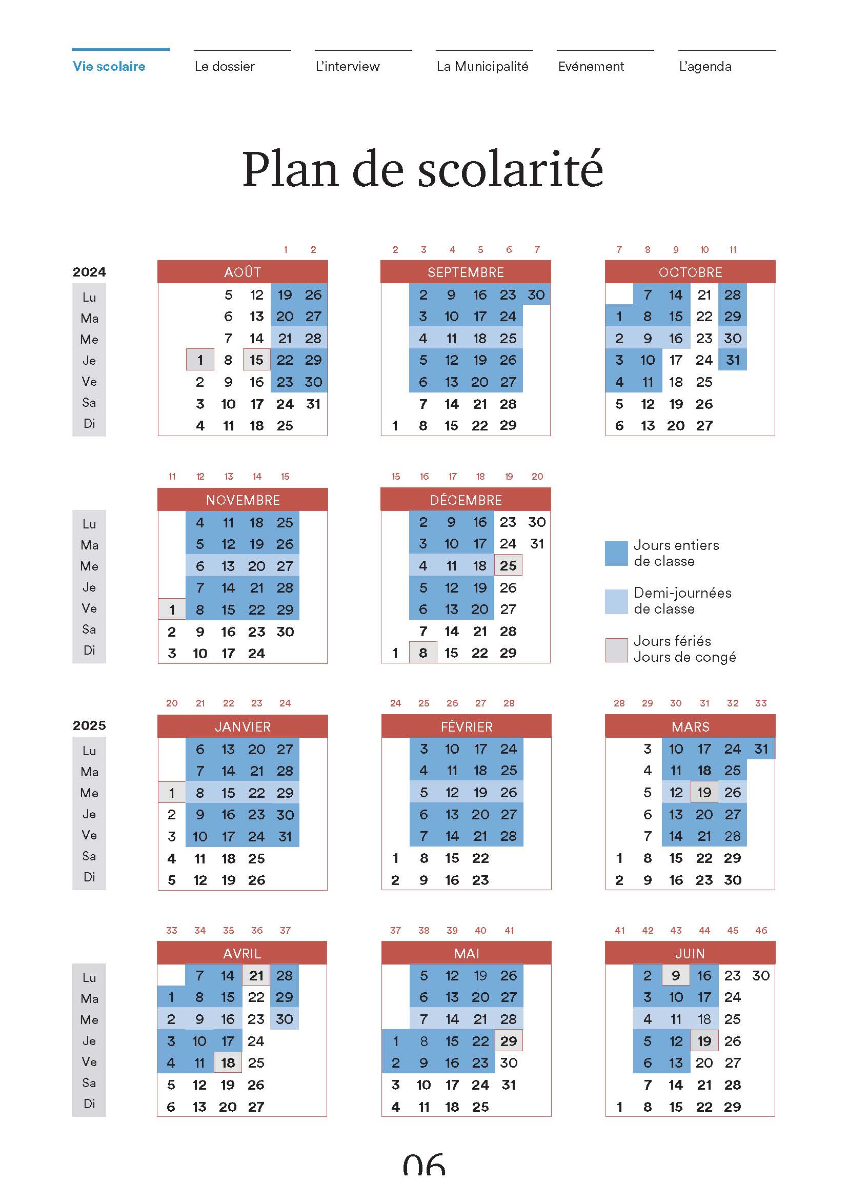 Calendrier scolaire - Ecole primaire - Ecole et jeunesse - Commune de ...